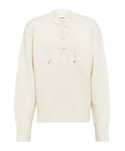 JIL SANDER Tie-front Knit Sweater - White