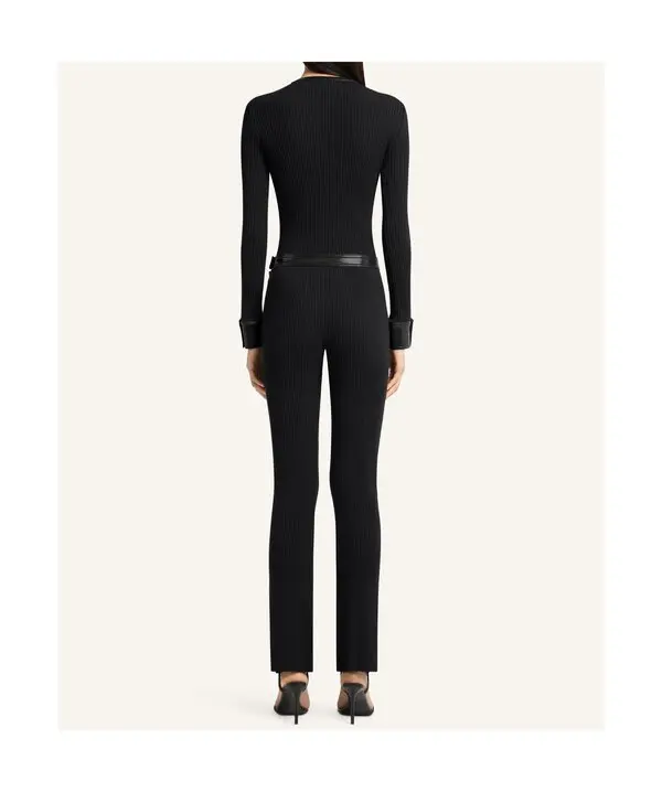 COURREGES Vinyl-trim Ribbed Knit Trousers