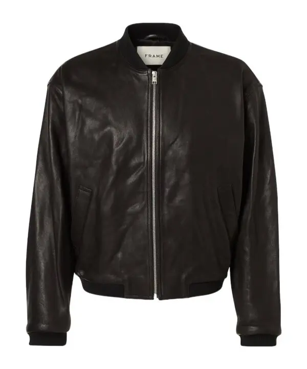 FRAME Zip-front Leather Jacket - Black