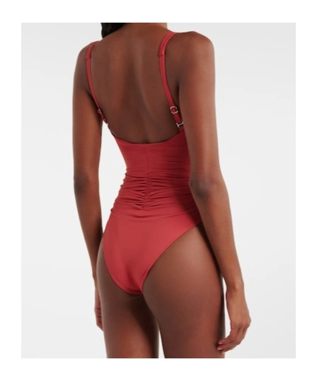 Magda Butrym Floral-appliqué Ruched Swimsuit