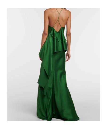 Victoria Beckham Floral Appliqué Draped Satin Halter Top
