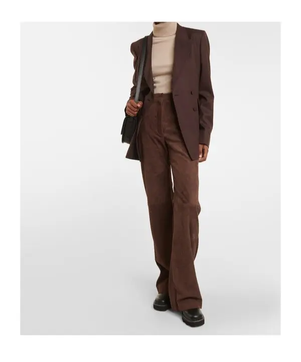 Gabriela Hearst High-waisted Suede Flared Trousers