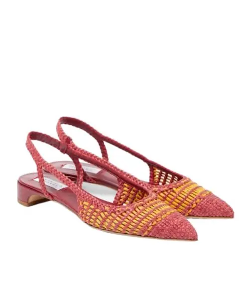 Gabriela Hearst Perro Woven Leather Slingback Flats - Red
