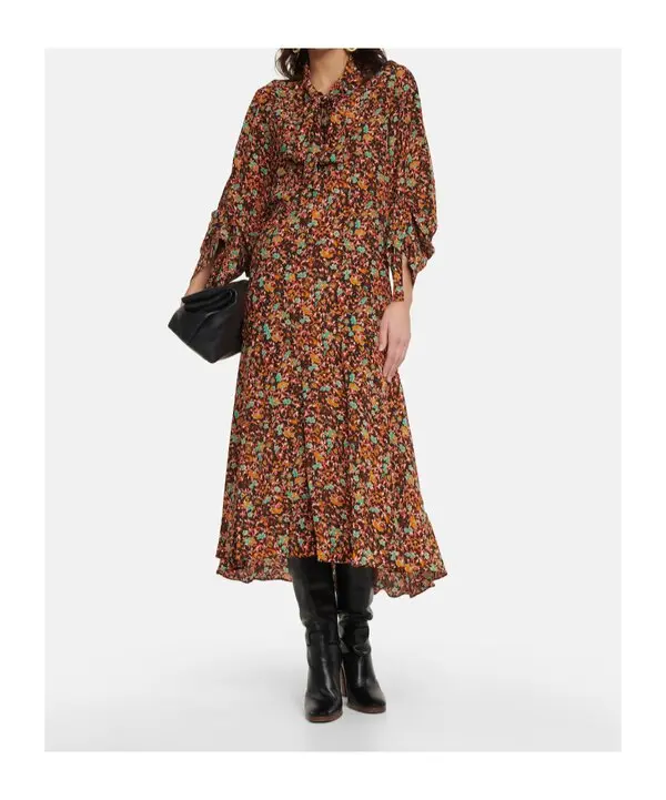 Victoria Beckham Floral Silk Midi Dress