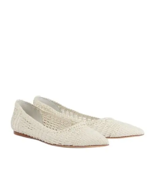 Gabriela Hearst Milos Woven Leather Ballet Flats - Nude