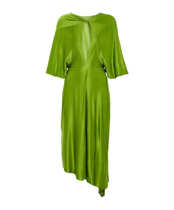 Victoria Beckham Shawl-sleeve Cutout Midi Dress