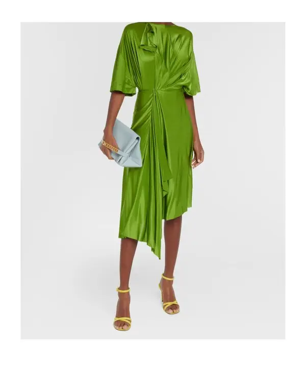 Victoria Beckham Shawl-sleeve Cutout Midi Dress