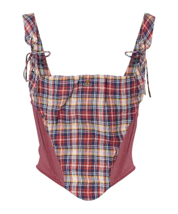 VIVIENNE WESTWOOD Puppy Tartan Linen And Cotton Corset - Multi