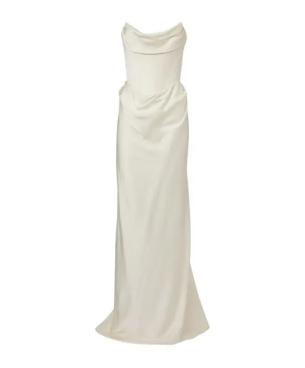 VIVIENNE WESTWOOD Bridal Galaxy Crepe Satin Corset Gown - Cream