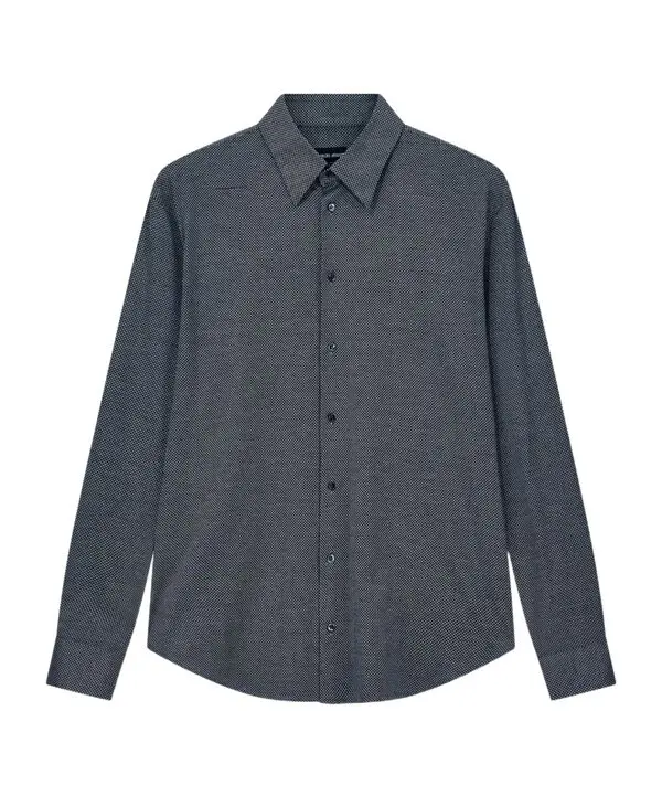 Giorgio Armani Shirt Regular Fit In Micro Jacquard Cotton Jersey - Patterned