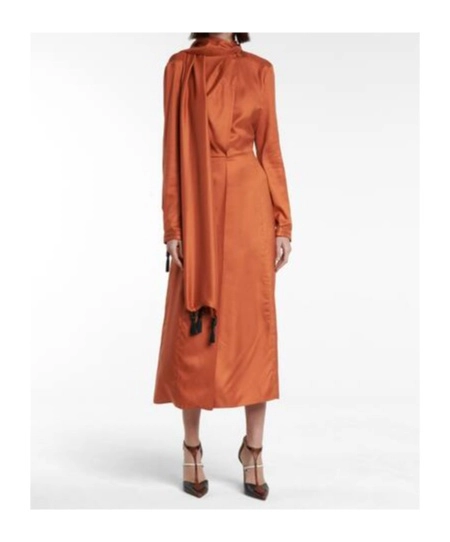 Gabriela Hearst Long Sleeve Silk Dress With Scarf Detail