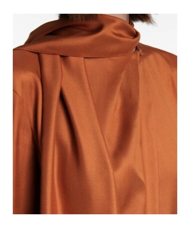 Gabriela Hearst Long Sleeve Silk Dress With Scarf Detail