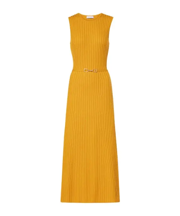 Gabriela Hearst Ribbed-knit Wool And Cashmere Maxi Dress - Orange