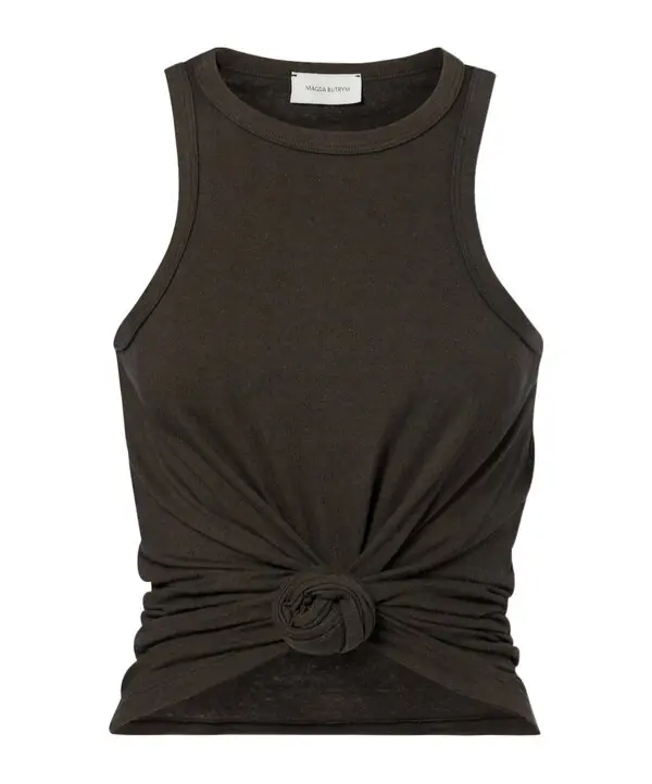 Magda Butrym Knotted Cotton And Silk Tank Top - Grey