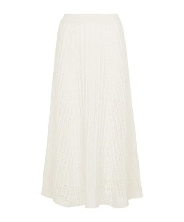 Gabriela Hearst Pablo Cable Knit Cashmere Midi Skirt - White