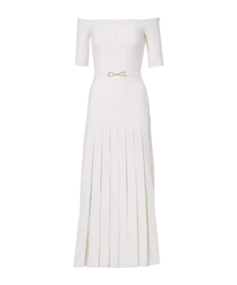 Gabriela Hearst Off-the-shoulder Short-sleeved Dress With Detachable Belt - White