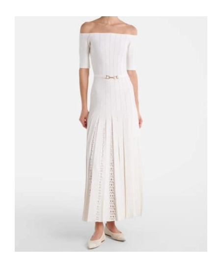 Gabriela Hearst Off-the-shoulder Short-sleeved Dress With Detachable Belt