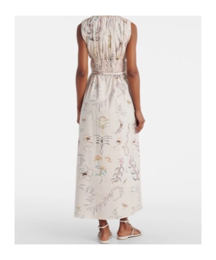 Altuzarra Printed Cotton-blend V-neck Midi Dress - White
