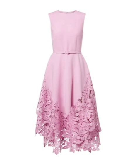 Oscar De La Renta Wool-blend And Lace Cocktail Dress - Pink