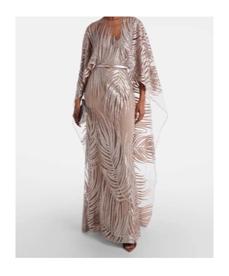 Elie Saab Embroidered Tulle Gown With Cape Sleeves