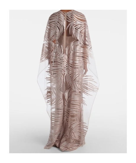 Elie Saab Embroidered Tulle Gown With Cape Sleeves