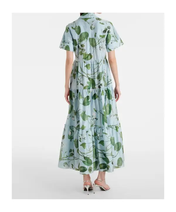 Erdem Tiered Floral Cotton Midi Dress