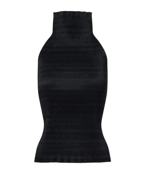 Magda Butrym Shirred Turtleneck Top - Black