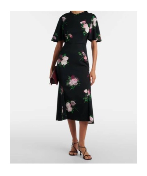 Erdem Floral Print Fitted Midi Dress