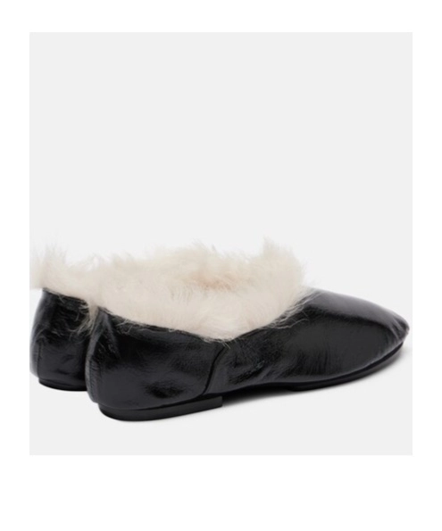 JIL SANDER Shearling-trimmed Leather Slip-on Shoes