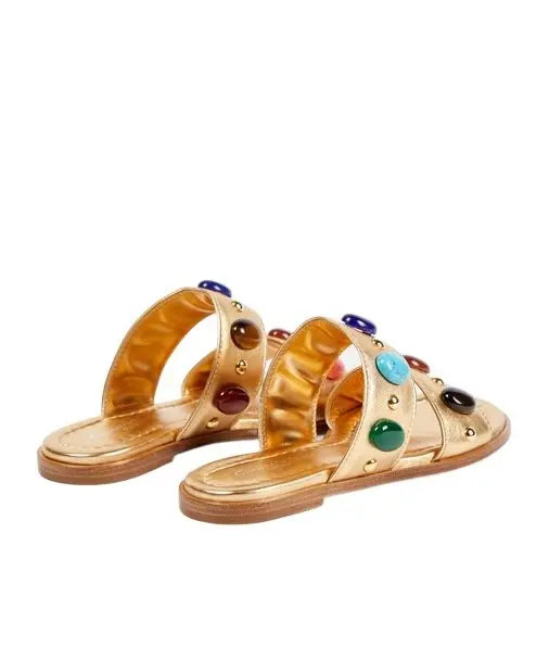 GIANVITO ROSSI Shanti Embellished Metallic Leather Sandals