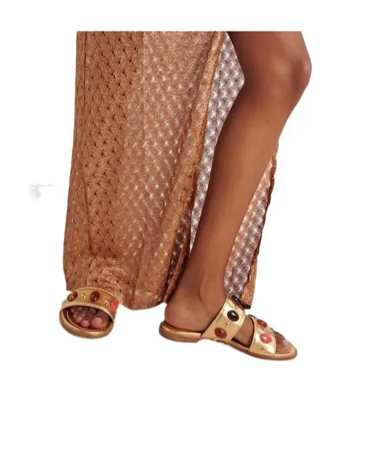 GIANVITO ROSSI Shanti Embellished Metallic Leather Sandals
