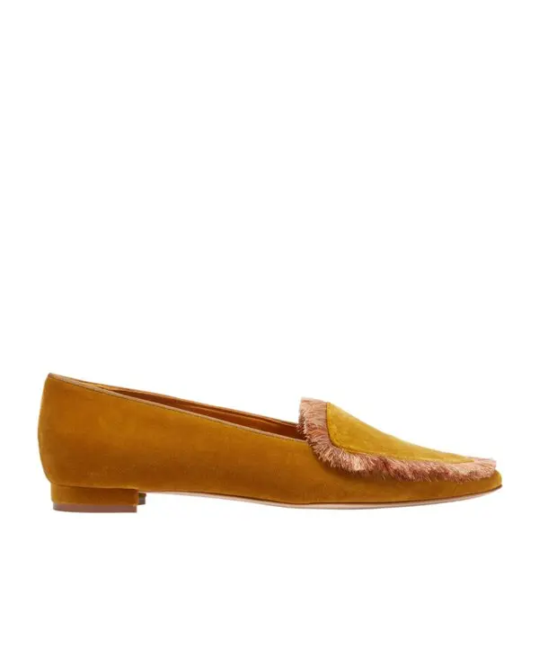 Manolo Blahnik Agofran Fringed Velvet Loafers - Brown