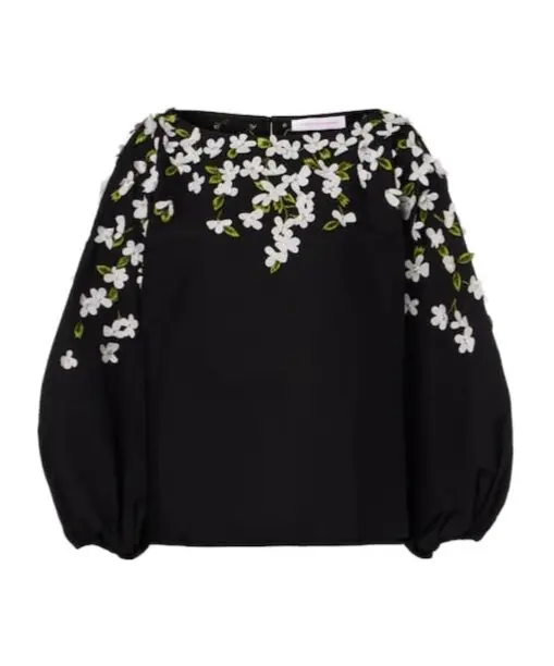 Carolina Herrera Floral-appliqué Cotton-blend Top