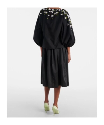 Carolina Herrera Floral-appliqué Cotton-blend Top