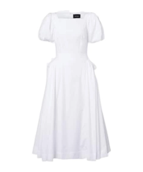 Simone Rocha Puff-sleeve Cotton Poplin Midi Dress - White