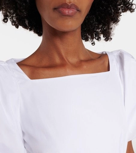 Simone Rocha Puff Sleeve Cotton Poplin Midi Dress - White