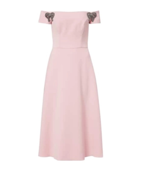 Carolina Herrera Embellished Off-shoulder Midi Dress