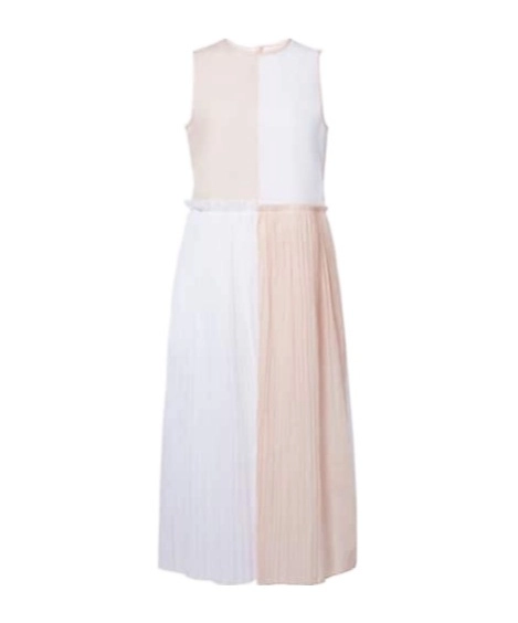 JIL SANDER Pleated Cotton Organza Muslin Midi Dress - White
