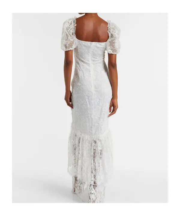Alessandra Rich Bow-detail Ruched Lace Gown