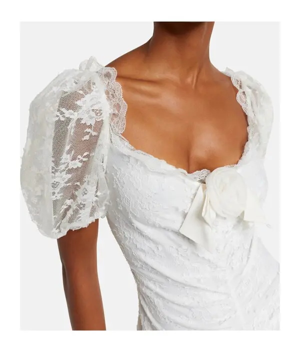 Alessandra Rich Bow-detail Ruched Lace Gown
