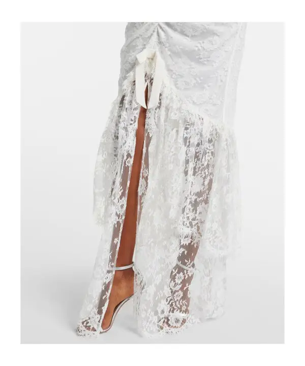 Alessandra Rich Bow-detail Ruched Lace Gown