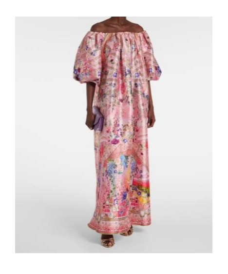 Camilla Embellished Floral Print Off-shoulder Maxi Dress