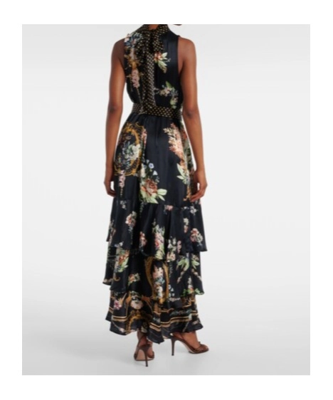 Camilla Belted Floral Tiered Silk Maxi Dress