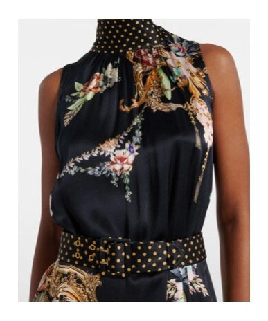 Camilla Belted Floral Tiered Silk Maxi Dress