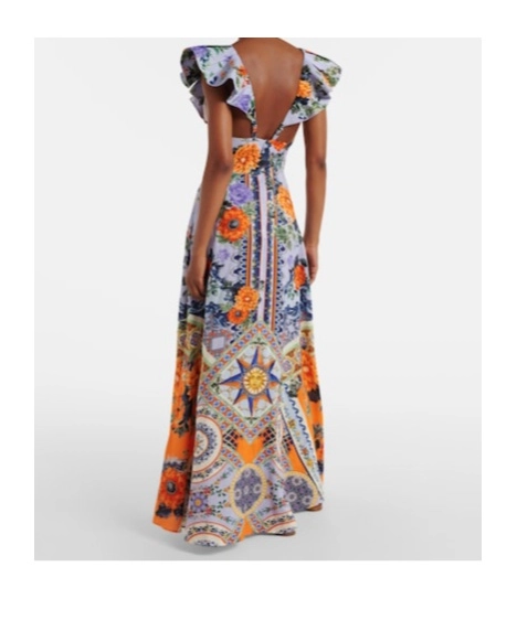 Camilla Printed Linen And Silk Maxi Dress