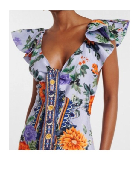 Camilla Printed Linen And Silk Maxi Dress