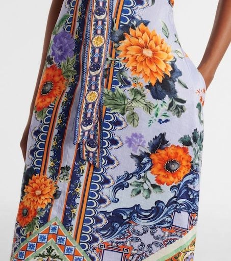 Camilla Printed Linen And Silk Maxi Dress