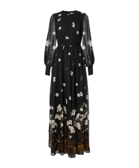 Erdem Gathered Floral Print Gown - Black