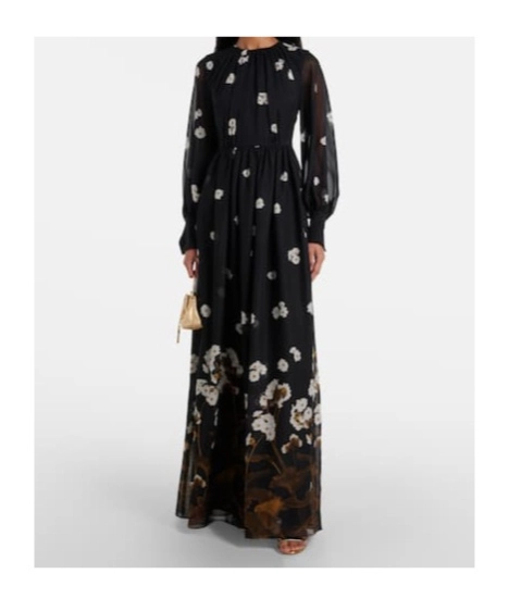 Erdem Gathered Floral Print Gown