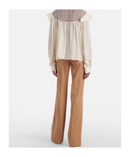 Stella McCartney Bow-detail Lace-trimmed Silk Blouse